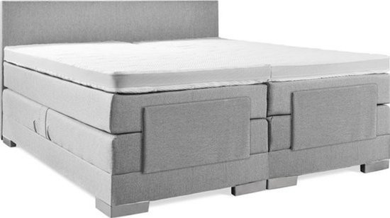 Sweet Sleep Elektrische Boxspring - (140x190) - Incl. Glad hoofdbord - Zilvergrijs met... | bol
