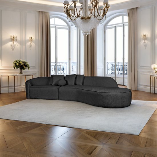 Bank 4-Zits Hoek Rechts – Antraciet Chic Bouclé – 338x150x74 cm ...