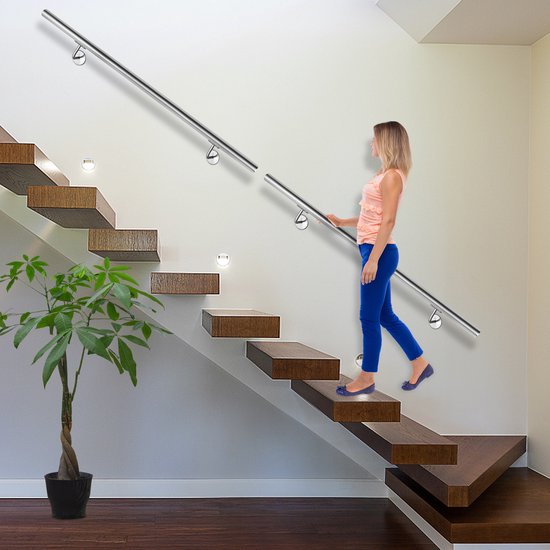 Aufun Trapleuning Leuning met metalen pluggen, wandleuning voor leuning ...