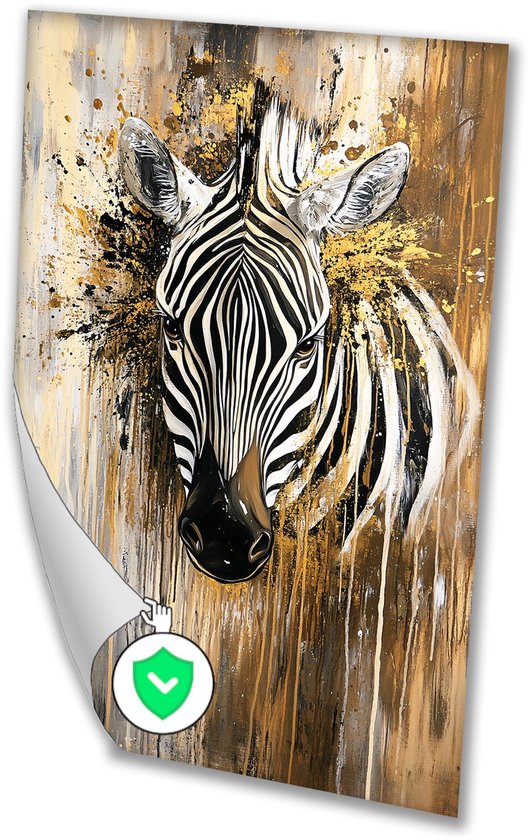 Zebra kunst met verfspatten - Zebra poster - Posters dieren - Abstract ...