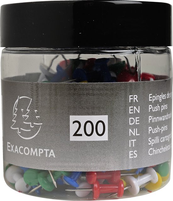 Exacompta Doos met 200 prikbordspelden Push Pins - punthoogte 7mm ...