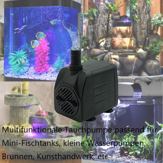 Mini-waterpomp (800 l/u 16 W) ultrastille aquariumpomp met hoge slag ...