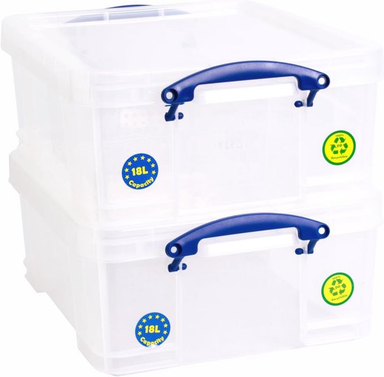 Stapelbare opbergdozen 18 liter - 2 stuks | bol