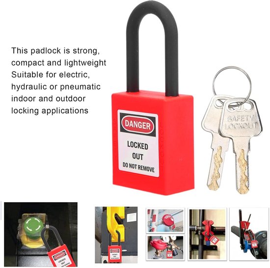 Lockout Tagout Safety Padlock Set - 10 Sets, 38mm Wide Nylon Padlock with Key, Red... | bol