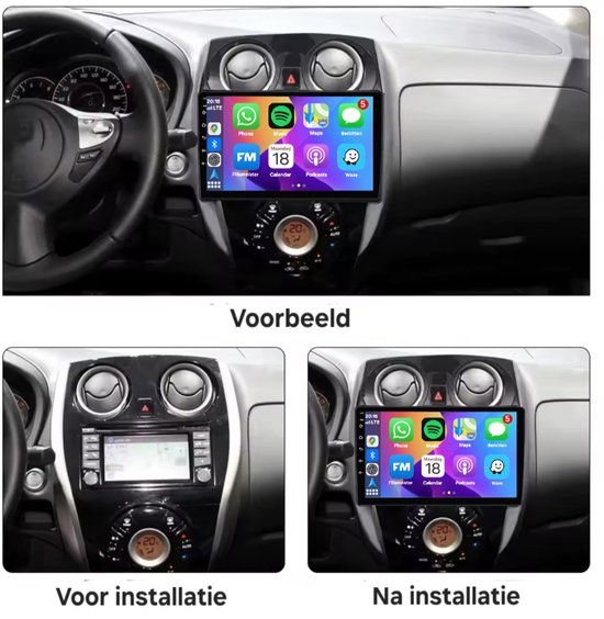Autoradio 4/64 met Carplay en Android auto | Geschikt voor Nissan Note ...