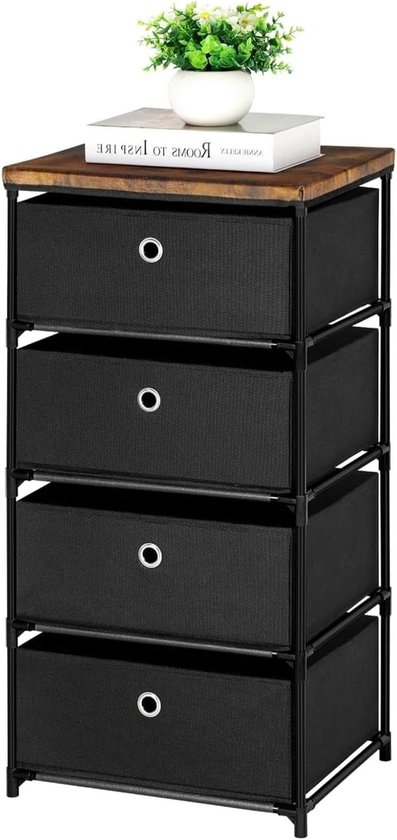 Chest of Drawers 4 Drawers Fabric Storage Organizer with Steel Frame ...