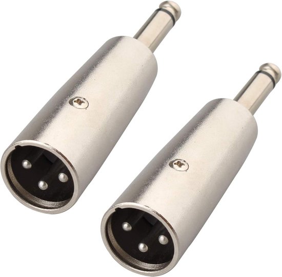 2 STKS XLR Mannelijke Plug 3 Pins naar 6.35mm 1/4 inch Mono Jack Plug ...