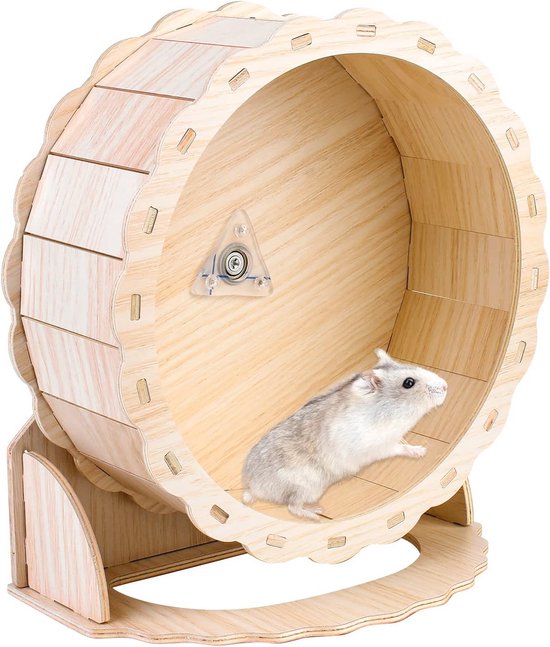 Houten Hamsterwiel 23cm - Stijlvol en Stil Hamsterrad voor Kleine Huisdieren | bol
