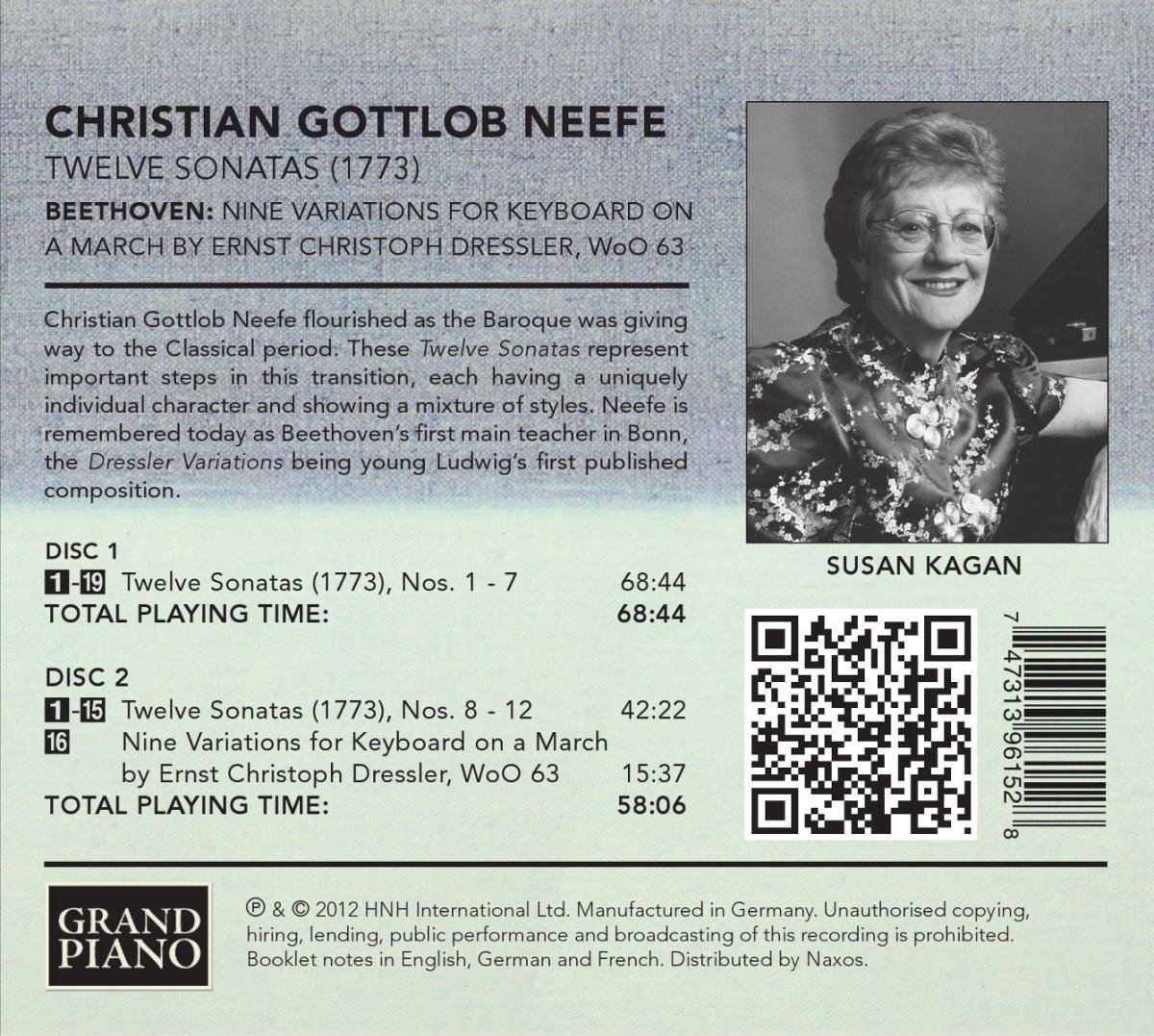 Susan Kagan - Neefe; Complete Piano Sonatas (2 CD), Ludwig Van ...