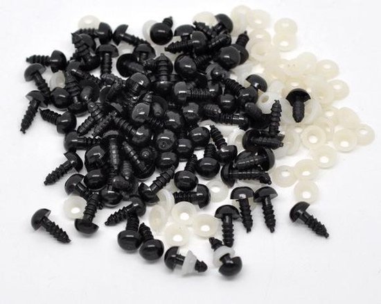 10 Paar 15x10mm Zwart plastic hobby oogjes met veiligheidsring | bol