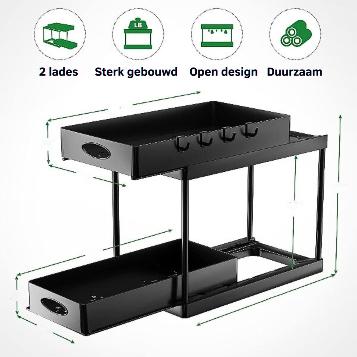 Gootsteenkast Organizer Uittrekbaar - Keukenkast Organizer ...