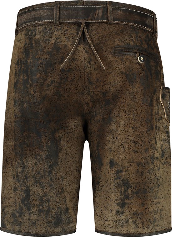 Lederhosen kort model antiek look bruin - Maat XL - Lederhose met riem ...