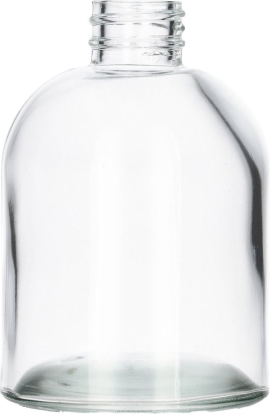 Glazen Ronde Fles 250 ml met 6 Houten Geurstokjes - Houten Schroefdop ...