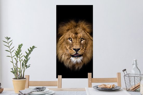 Muurstickers - Sticker Folie - Leeuw - Portret - Zwart - Dieren - 40x80 cm - Plakfolie... | bol