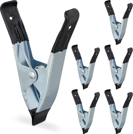 Klemklemmen metaal, grote veerklemmen in set van 6, spanwijdte 50 mm ...