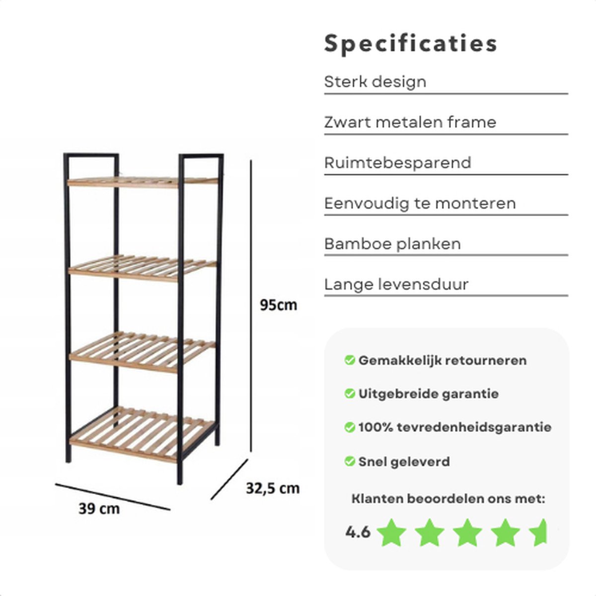 Cheqo® Stevig Badkamerrek - Badkamer Rek - Opbergrek - Badkamerkast ...