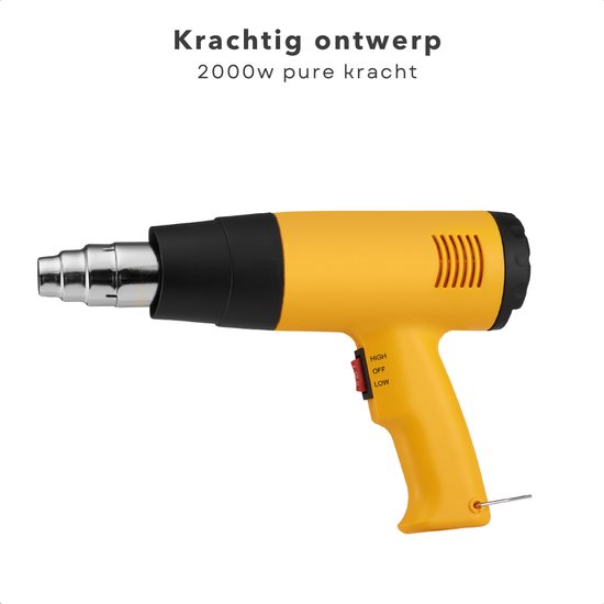 Heteluchtpistool - Verfafbrander - 2 Warmestanden - 2000W - Met 4 Opzetstukken | bol