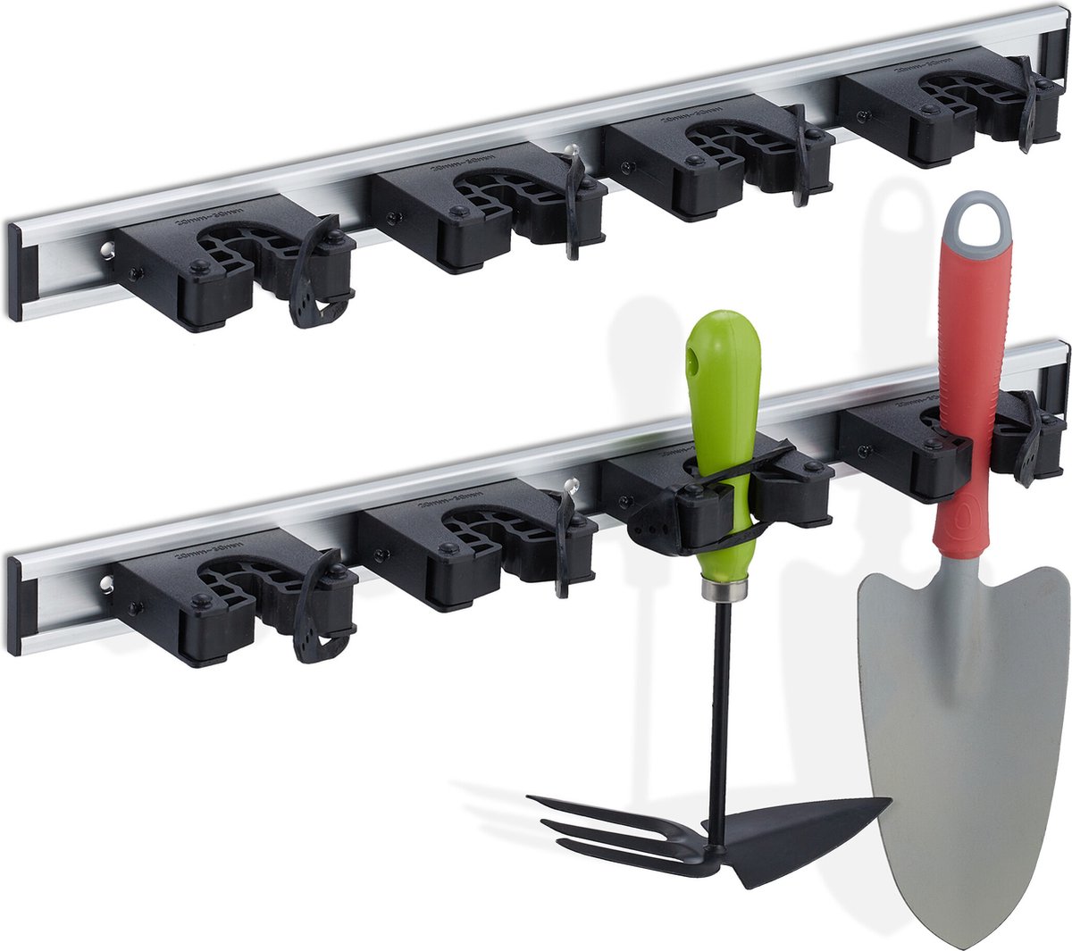 Relaxdays 2x bezemhouder muur - houder tuingereedschap ...