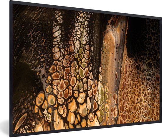 Fotolijst incl. Poster - Acrylverf - Bruin - Pouring Paint - 60x40 cm - Posterlijst | bol