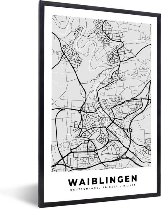 Fotolijst incl. Poster - Stadskaart - Waiblingen - Plattegrond - Kaart ...