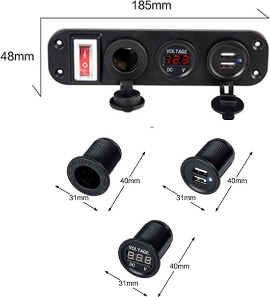 Orbit Electronic® Universele Dual USB stopcontact met Voltmeter ...