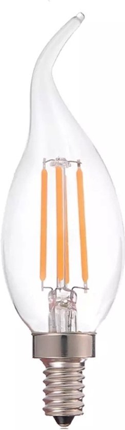 Tsong - Voordeelpak 10 stuks - Dimbare led lamp vlam - Filament - E14 fitting C37 - 5W... | bol