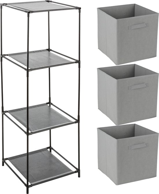 Opbergrek 3-laags - metaal - kunststof - zwart - 34 x 98 cm - incl. 3 ...