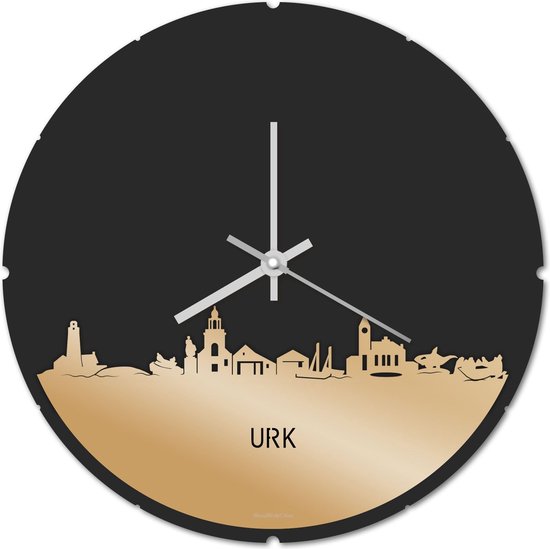 Skyline Klok Rond Urk Goud Metallic - Ø 44 cm - Stil uurwerk ...
