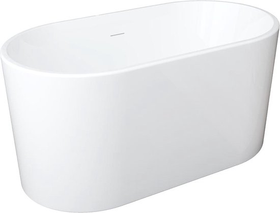 Vente-unique Ovalen losstaand bad - 180 L - 130 x 71 x 58 cm - Wit ...
