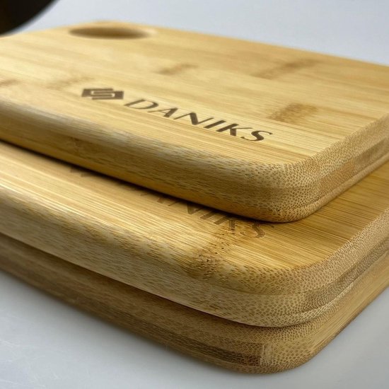 Daniks Bamboe Snijplank Set van 3 | 28x22x1.8 cm | Antibacteriële Houten Snijplank |... | bol