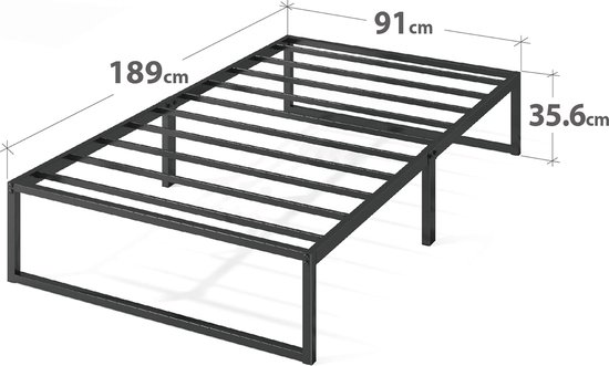 Minimalistisch Bedframe 90x190 cm met Opbergruimte - Stevig Metalen ...