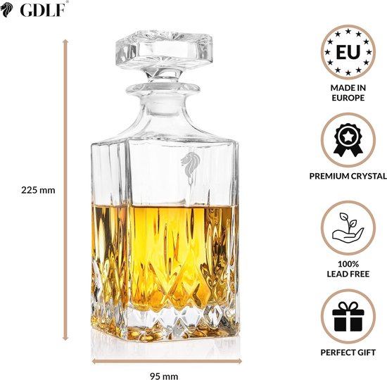 Vintage Whisky Karaf 800 ml | Luxe Kristal Karaf voor Sterke Dranken ...