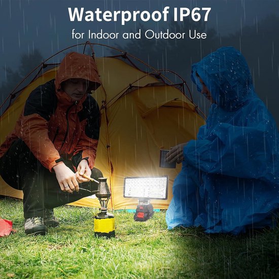 Acculamp 18 V 50 W draadloze led-werklamp 8400 lumen met 2 USB-opladers ...