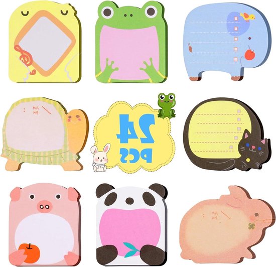 24-Pack Cute Animal Sticky Notes - 480pcs Cartoon Sticky Notes for ...