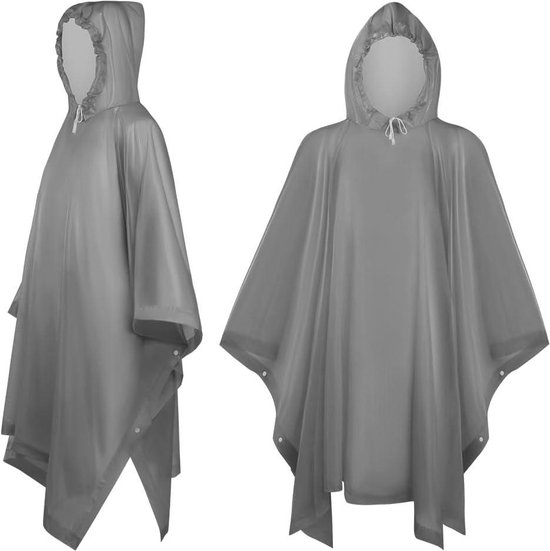 2 Pcs Portable Rain Jacket-Rain Poncho Waterproof with Hood and Sleeves ...