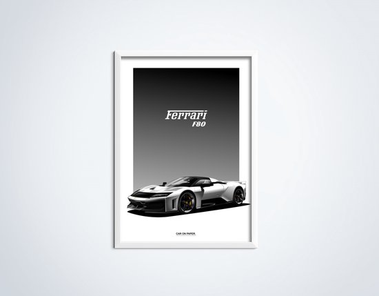 Car On Paper Ferrari F80 poster - Auto poster voor kinderkamer ...