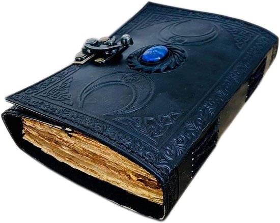 Dagboek - Dagboek met Slot Lapis Kristal Zwart Drievoudige Maan Boek ...