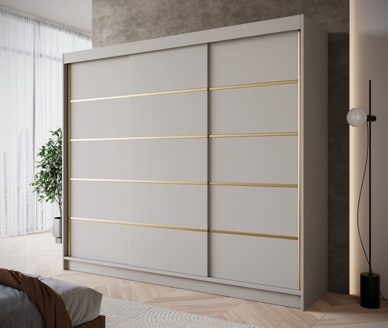 MEUBELLA Kledingkast Eagle - Schuifdeur kast - Beige - 250 cm | bol