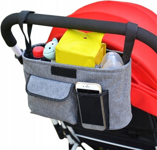 Kinderwagen organizer universeel - Buggy organiser - Bambino grijs | bol