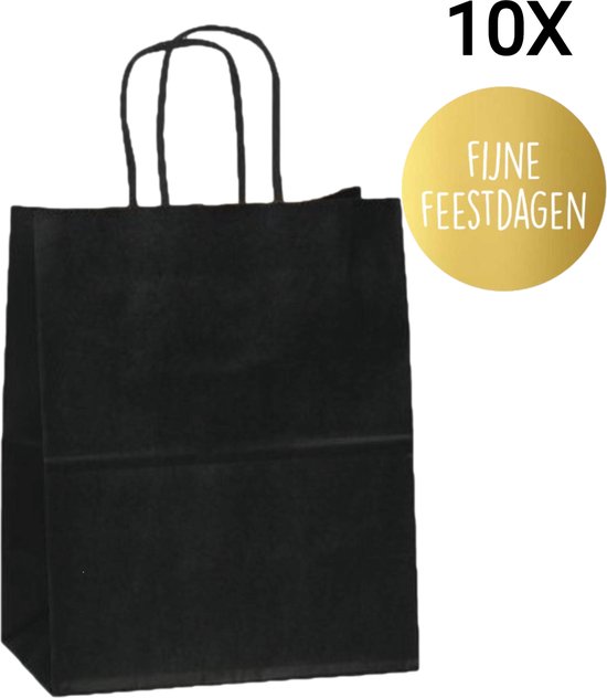 HGN Papieren Tasjes -Cadeautasjes-Cadeauzakjes-10 Stuks-Zwart-Incl 10 ...