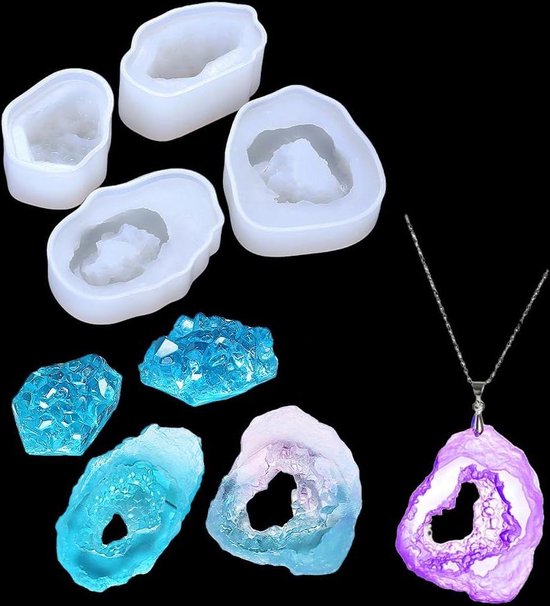 Kristal Cluster Hars Mallen - 4PCS Quartz Rock Resin Molds voor DIY ...