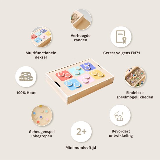Petite Amélie Houten Sensorisch Speelbak - Met Deksel - Incl. Geheugen ...