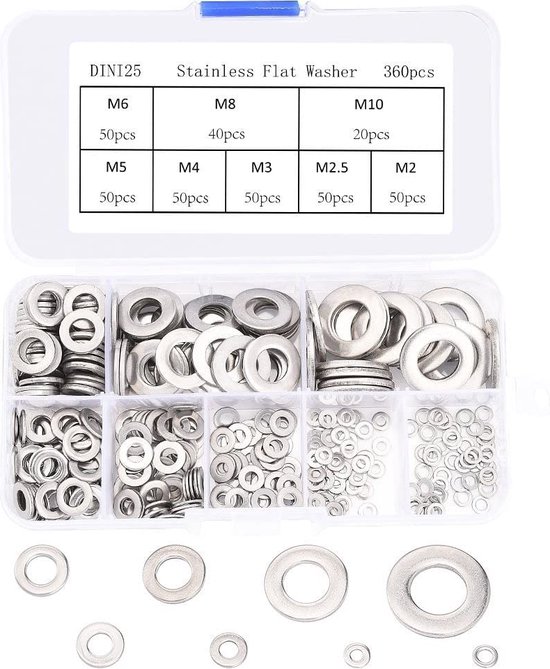 360 stuks schroeven pakking - 304 RVS platte ringen voor schroeven ...