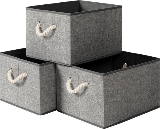 Opbergdozen set van 3 - handige organisatie - grijs - stoffen - 40 x 30 ...