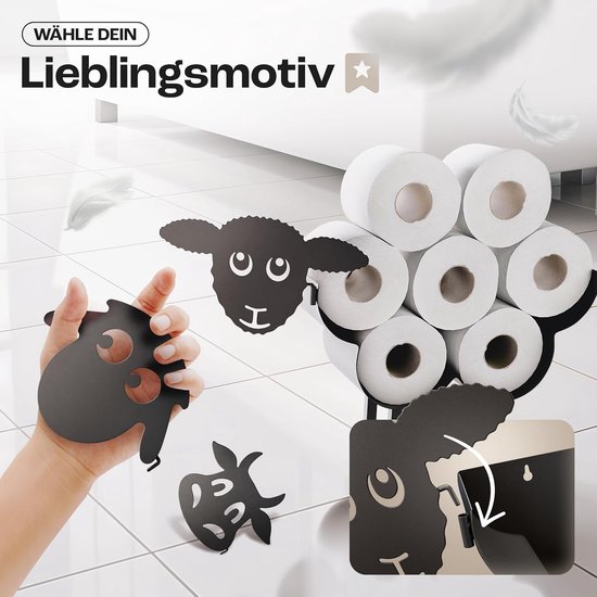 Toiletpapierhouder schaap - decoratieve wc-rolhouder - 1 stuk - zwart ...