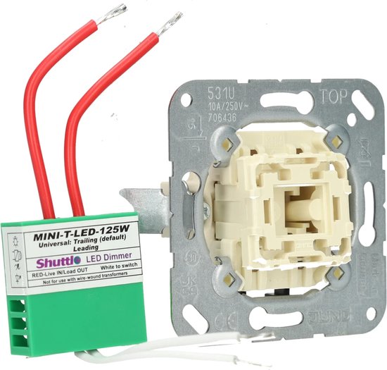 JUNG set impulsdrukker + shuttle dimmer LED/halogeen 125W (2700317240 ...