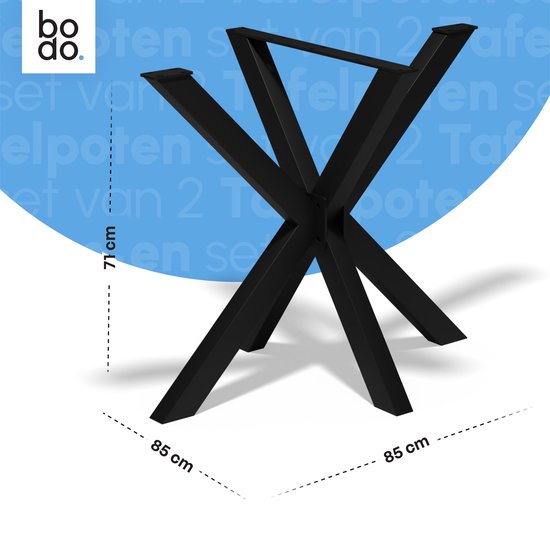 Bodo® - Tafelpoten - Stalen onderstel - Matrix-poot 85x85x71 cm - Mat ...