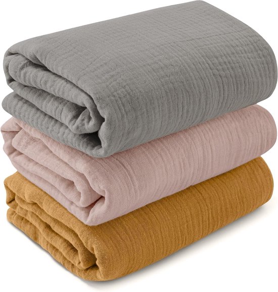 Zachte en Ademende Baby Mousseline Doeken Set van 3 voor Pasgeborenen ...