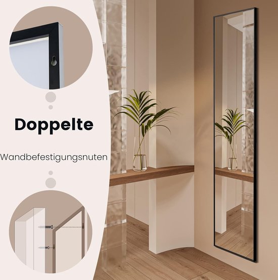 160 x 40 cm full-body spiegel, 2-in-1 staande spiegel en wandspiegel ...