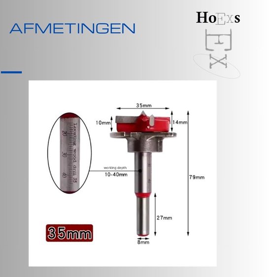 Hoexs Boor en Boormal voor Softclose Keukenscharnier - Diepte ...